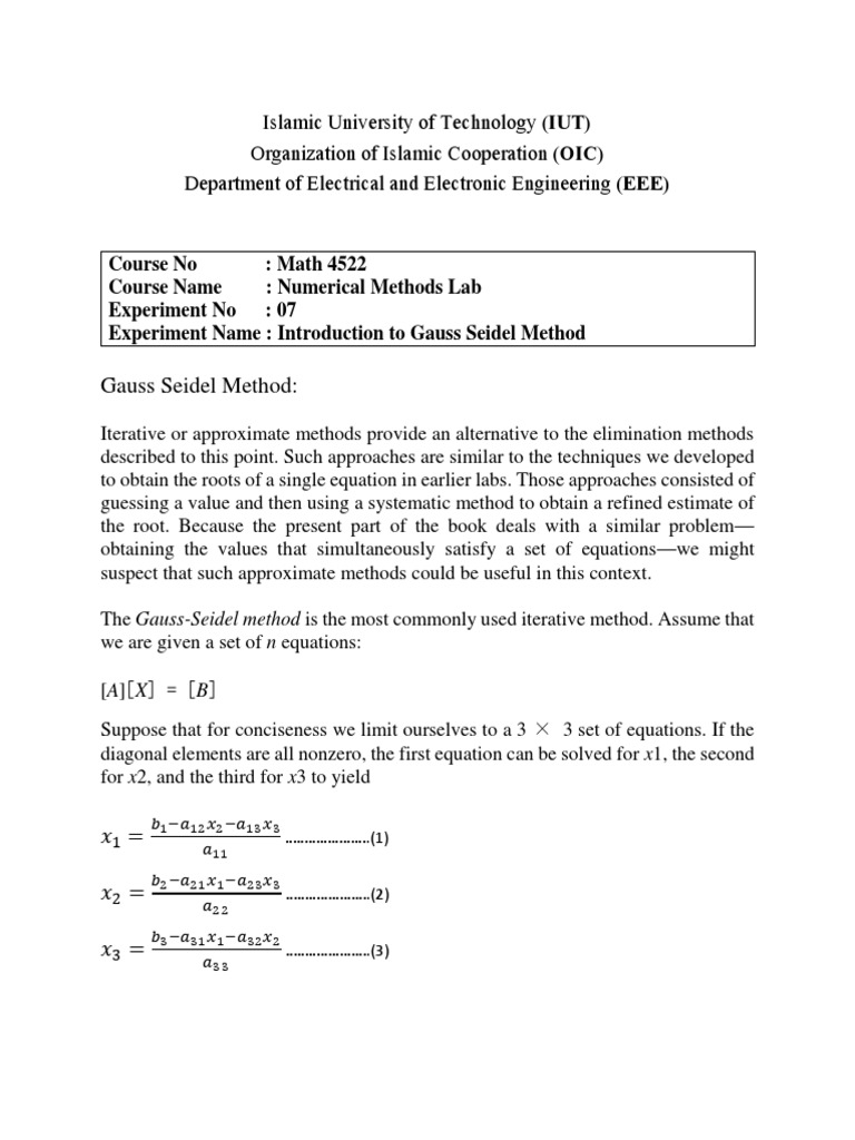 Islamic University of Technology (IUT) Organization of Islamic Cooperation (OIC) Department of ...