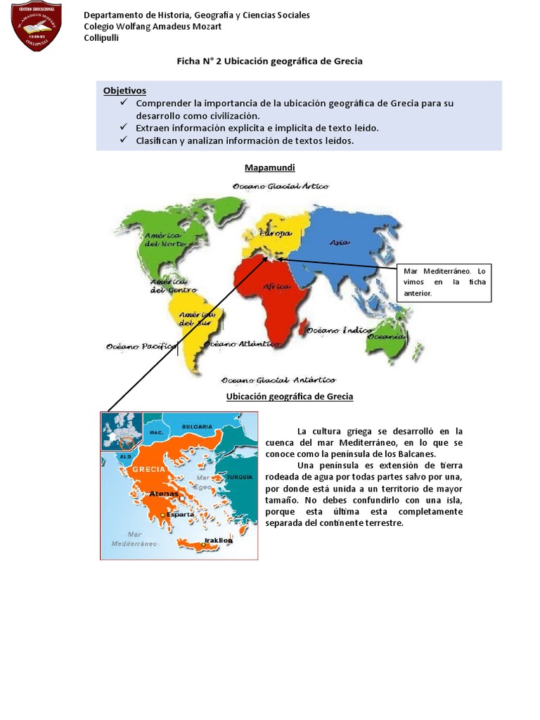 Ficha 2 Unidad 2 Ubicación Geográfica de Grecia | PDF | Antigua Grecia ...