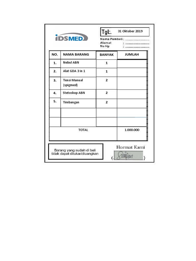 Nota Pembelian Alat Kesehatan | PDF