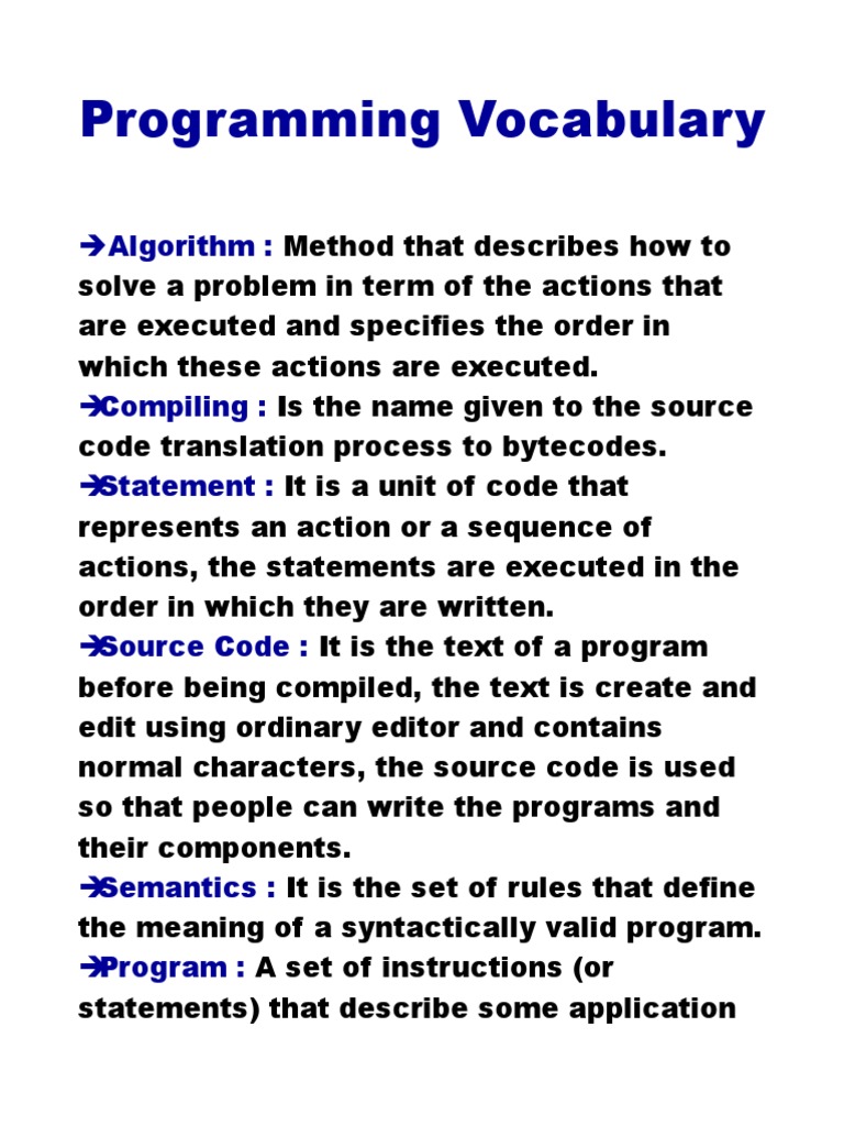 Programming Vocabulary: Key Concepts Explained | PDF