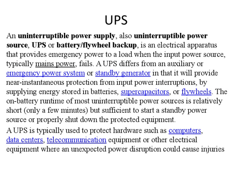 Source, UPS or Battery/flywheel Backup, Is An Electrical Apparatus | PDF