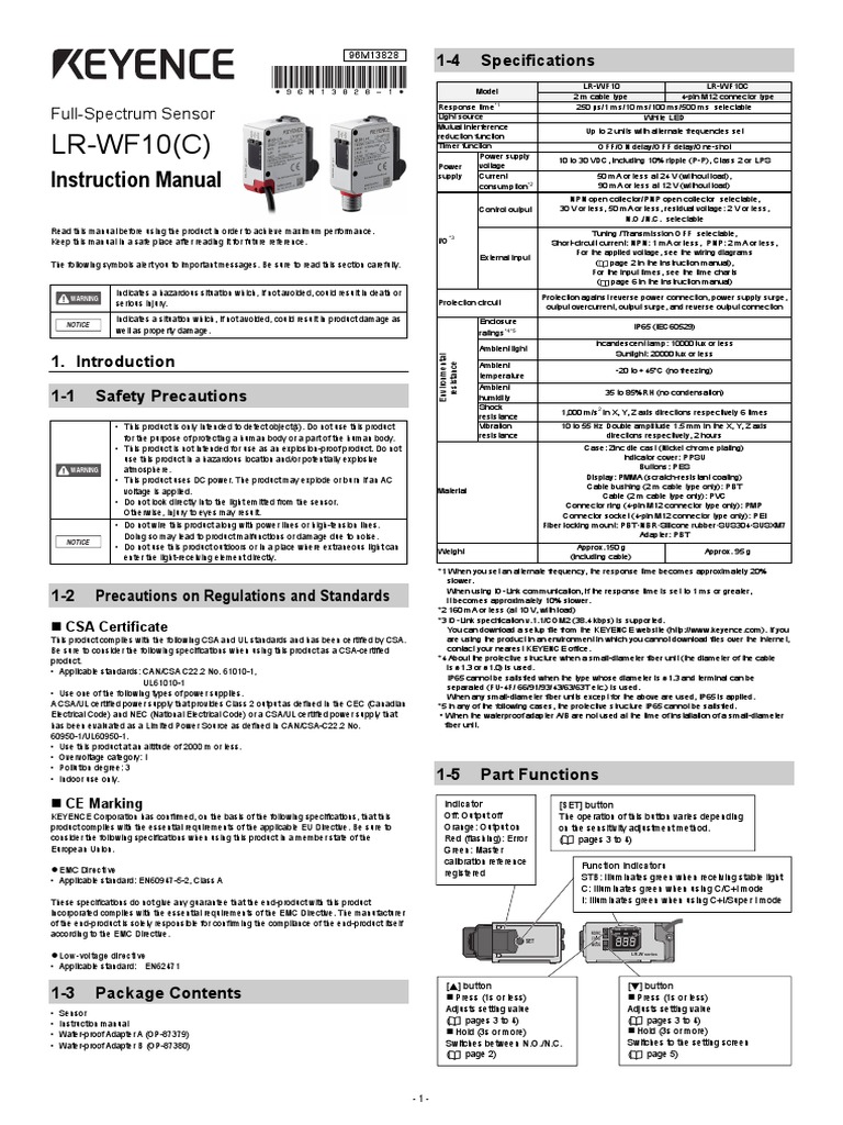 LR-WF10 Sensor Instruction Manual | PDF | Bipolar Junction Transistor ...
