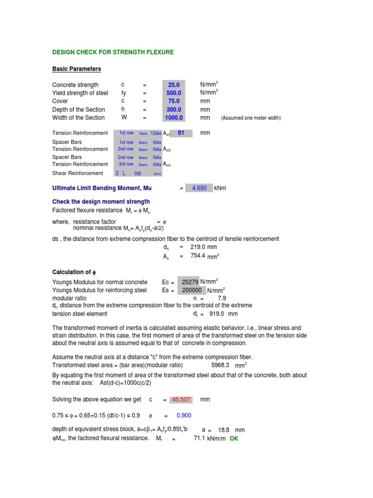 Slab Reinforcement Calculation Guide | PDF | Bending | Strength Of ...