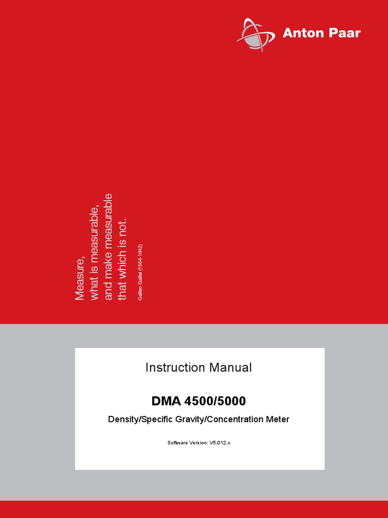 Instruction Manual: Density/Specific Gravity/Concentration Meter | PDF