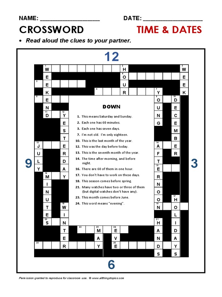 Time-Dates Speaking... 2 | PDF | Word Puzzles | Puzzles