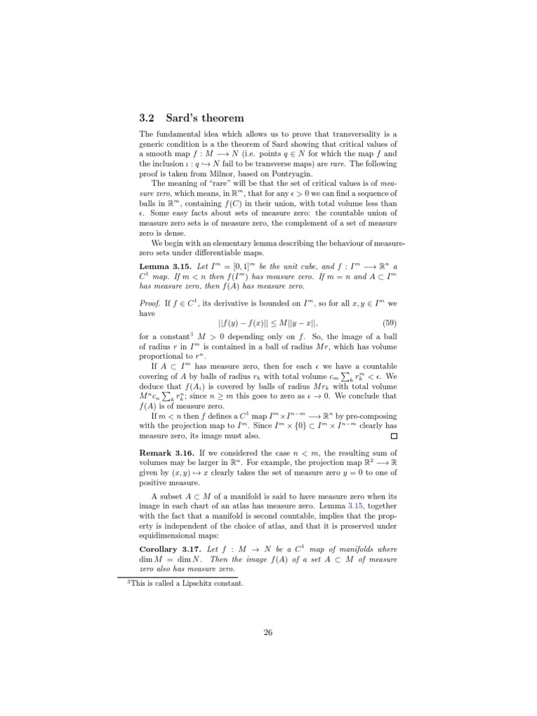 Sard's Theorem General Proof | PDF | Differential Topology | Mathematical Analysis