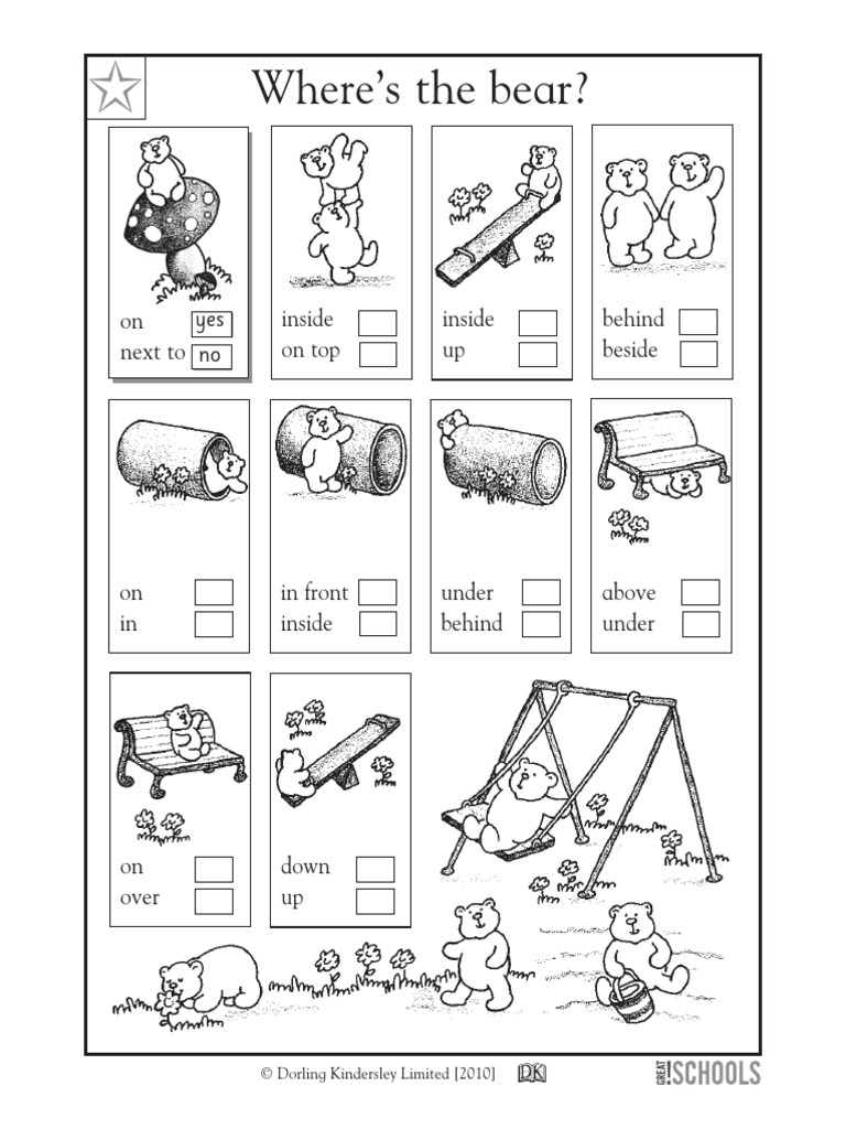 Prepositions of Place Where Is The Bear PDF | PDF