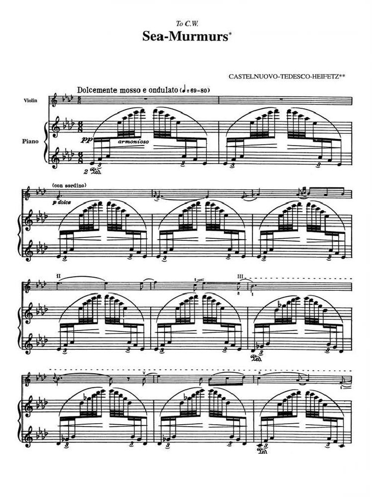 Piano Jascha Heifetz, Mario Castelnuovo Tedesco Sea-Murmurs | PDF