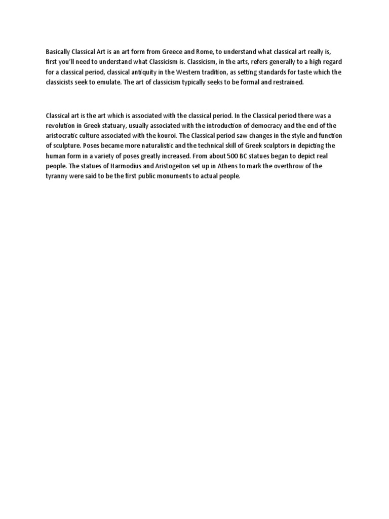 Understanding Classical Art and Classicism | PDF