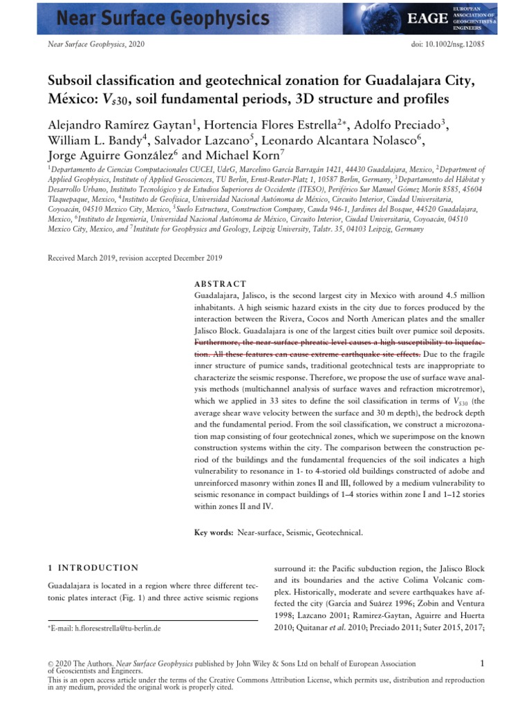 Subsoil Classification and Geotechnical Zonation for Guadalajara City ...