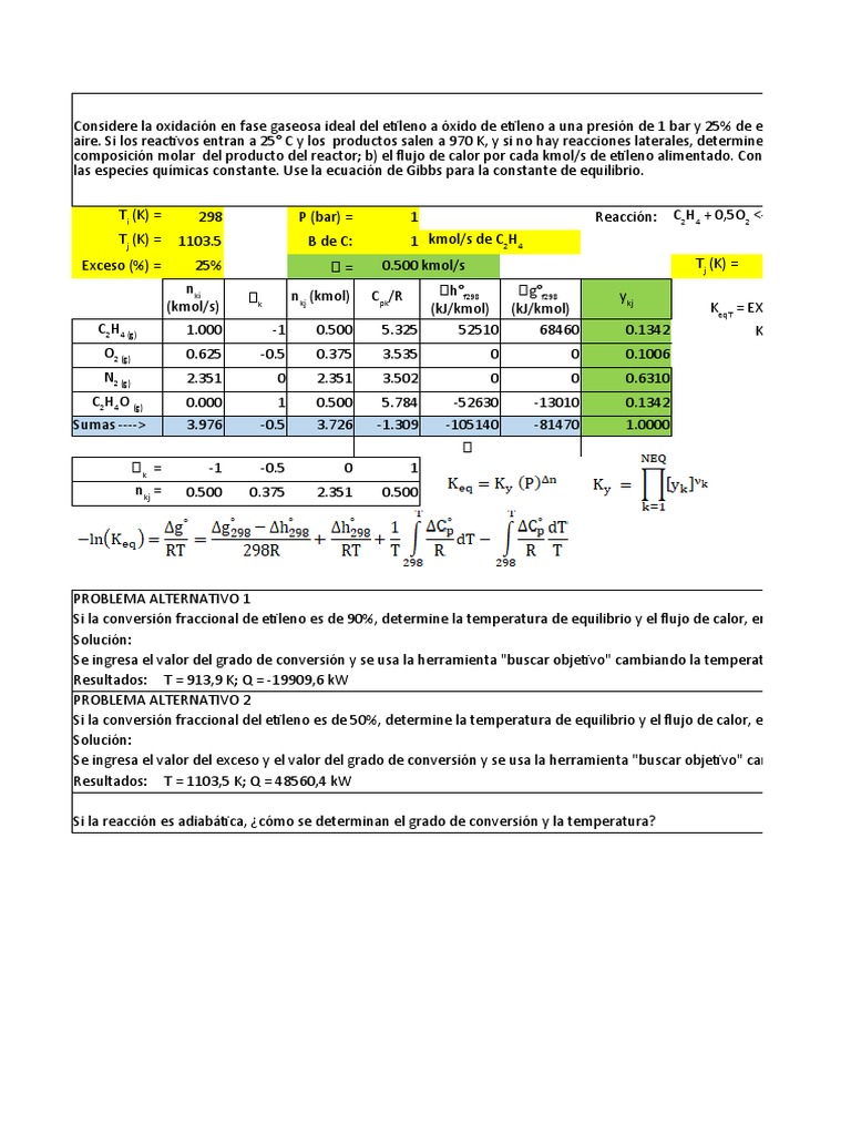 Oxido de Etileno | PDF | Equilibrio químico | Reacciones químicas