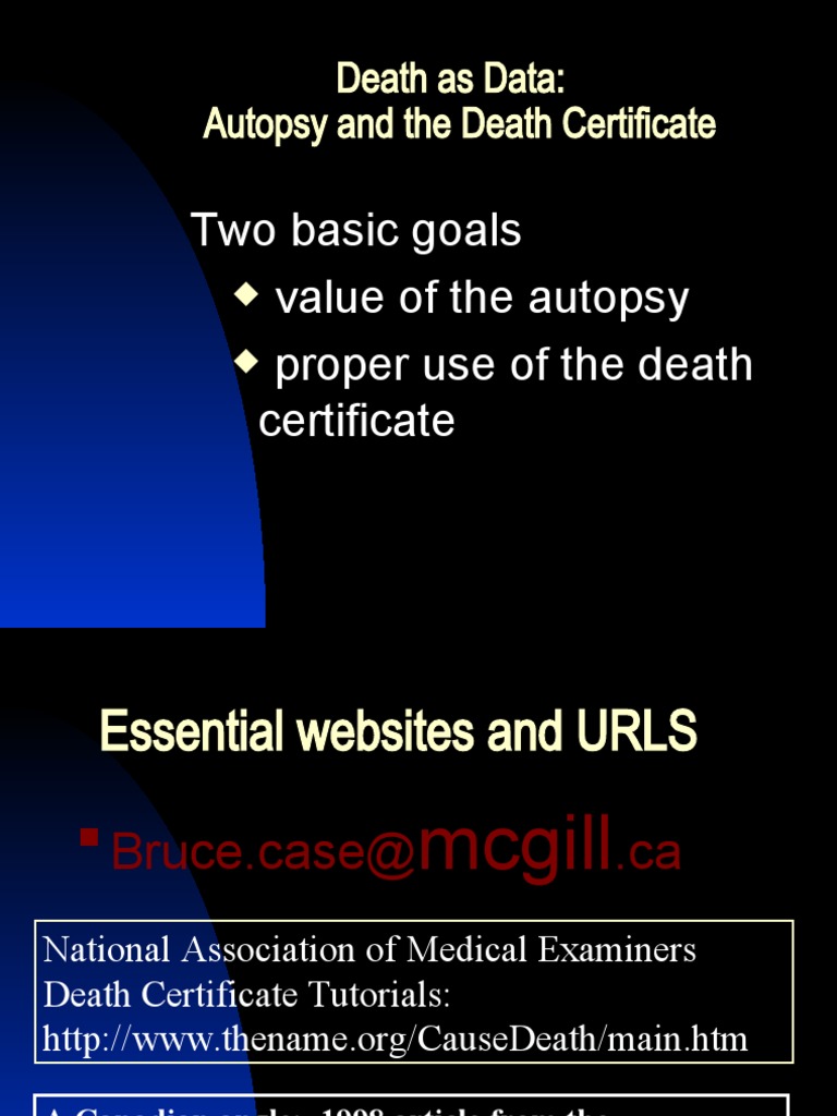 Death As Data: Autopsy and The Death Certificate | PDF | Autopsy ...