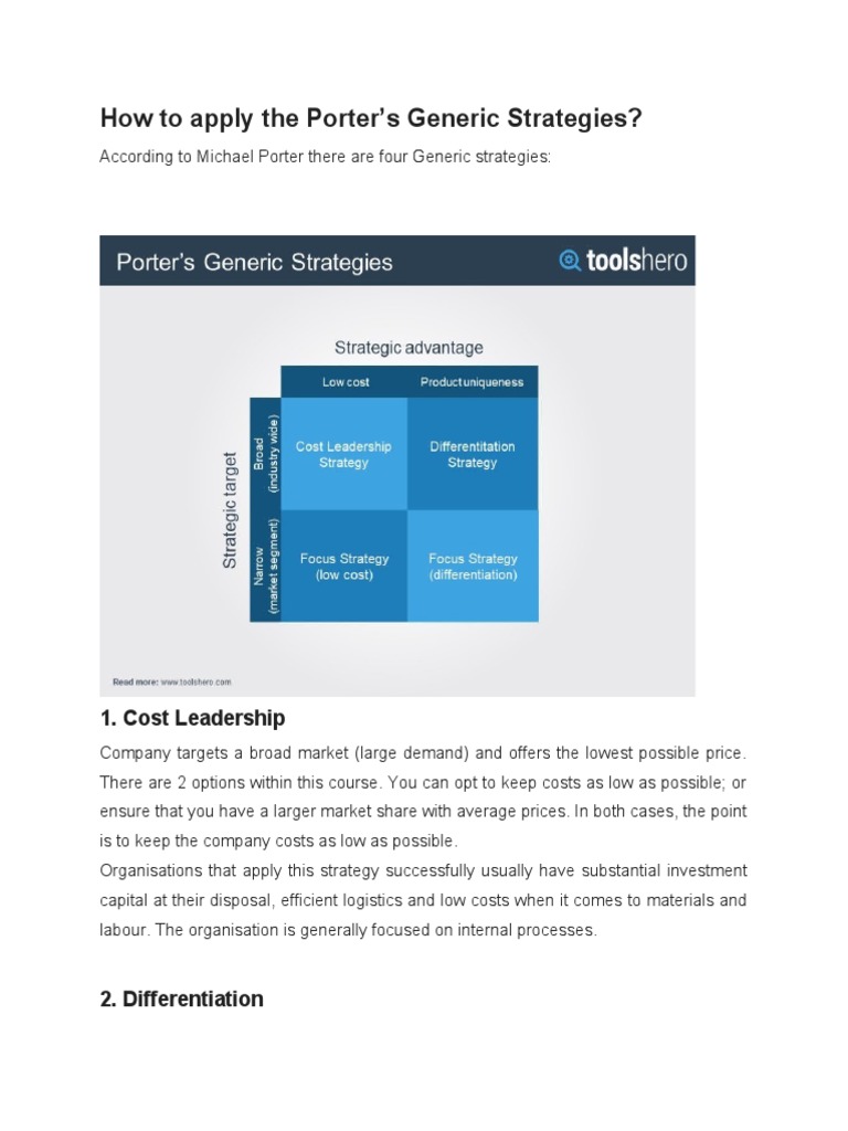 How To Apply The Porter | Download Free PDF | Strategic Management ...