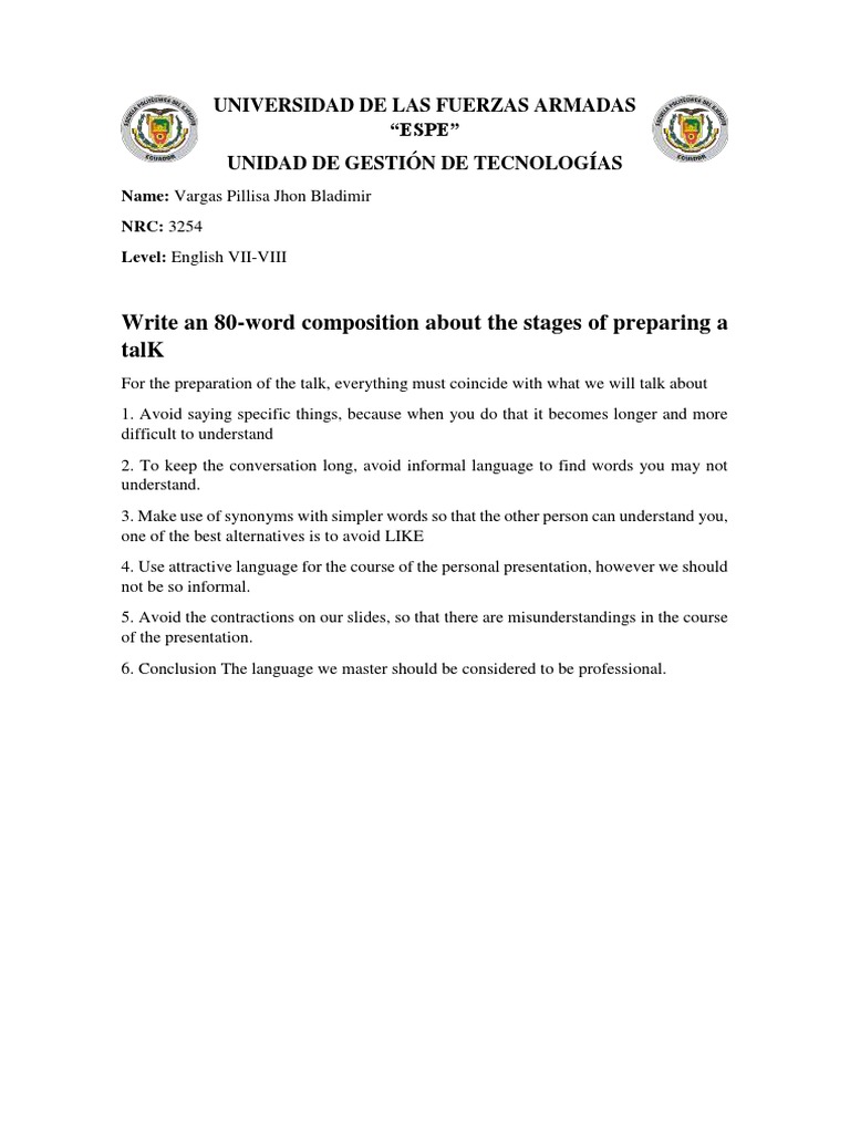 Stages of Preparing A Talk | PDF