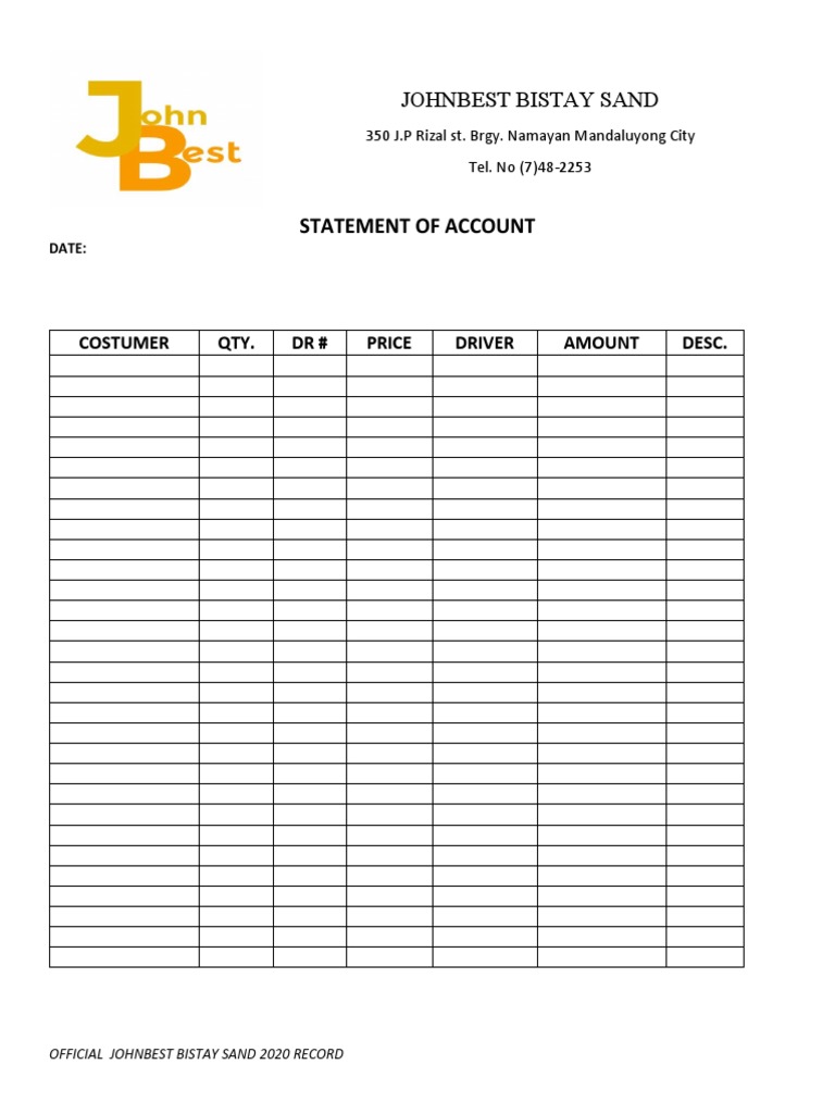 Johnbest Bistay Sand Records 2020 | PDF | Business