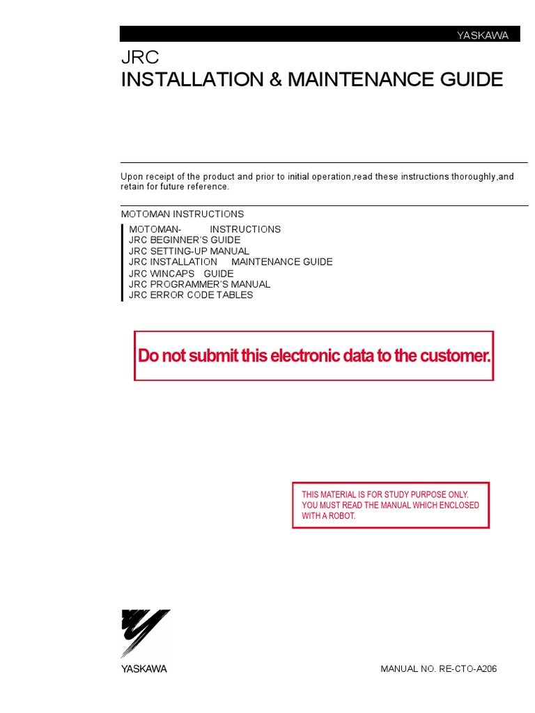 Motoman JRC Installation - Maintenace Guide | PDF | Input/Output | Subroutine
