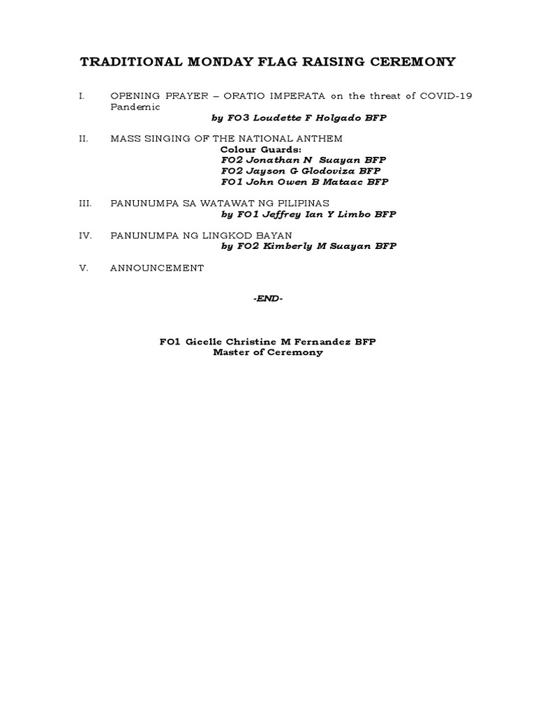 Traditional Monday Flag Raising Ceremony | PDF