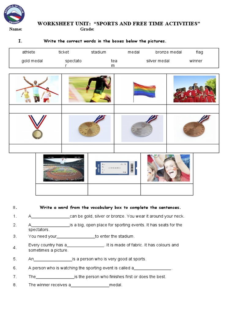 Worksheet Unit: "Sports and Free Time Activities": Name: Grade | PDF ...