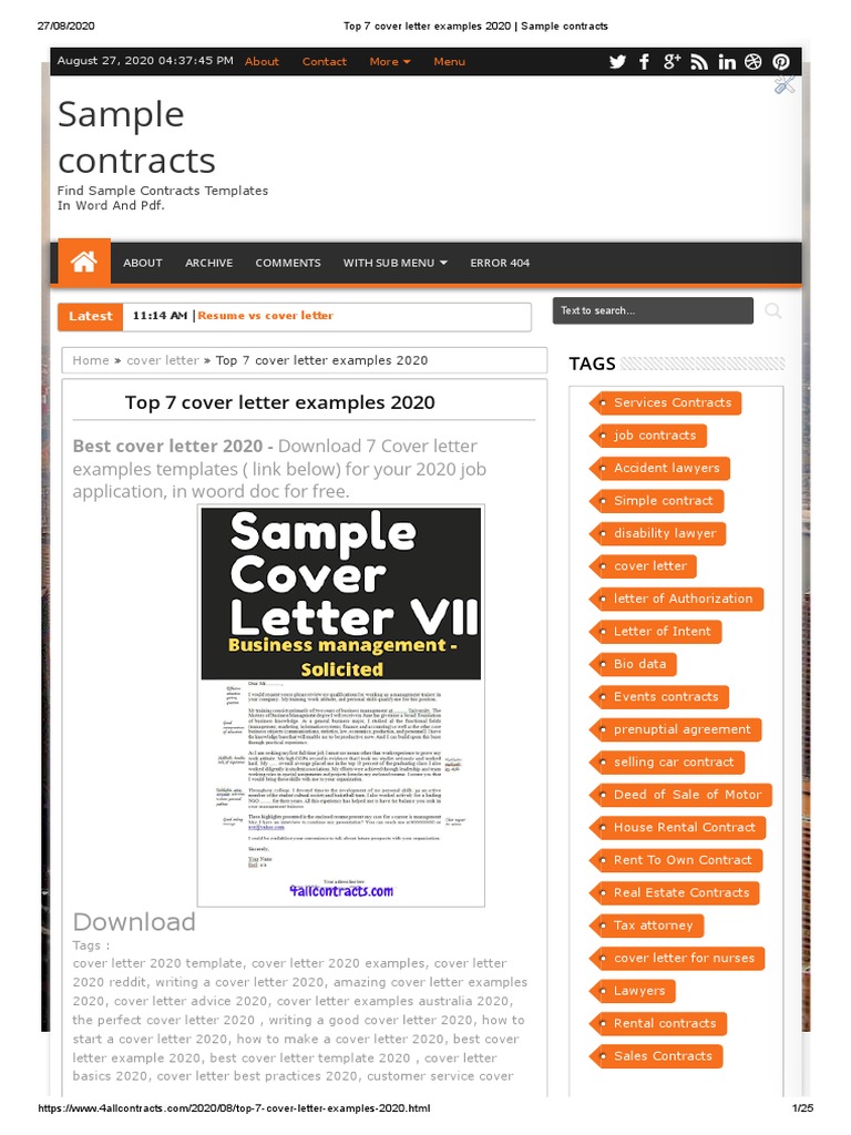 Cover Letter Examples 2020 | PDF | Business