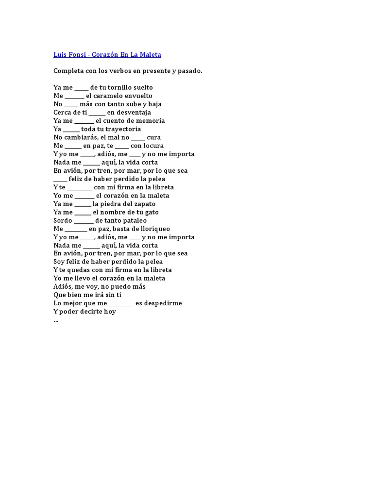 Corazón en La Maleta - Luis Fonsi | PDF | Poesía