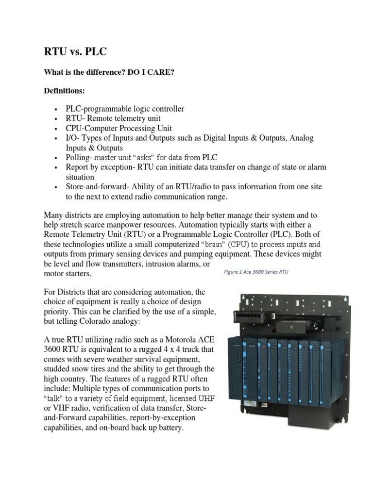 RTU Vs PLC | PDF | Programmable Logic Controller | Automation