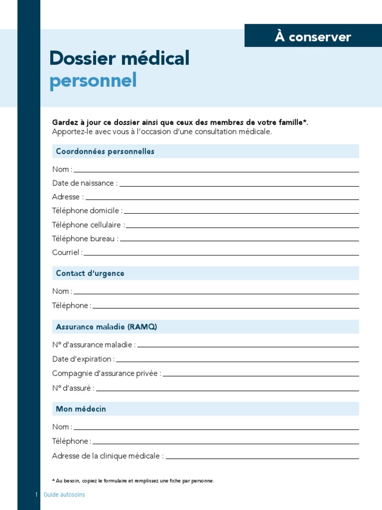 Dossier médical personnel à remplir | PDF | Pharmacie | Grippe