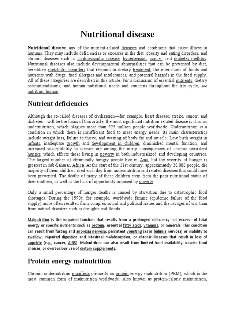 Nutritional Disease: Nutrient Deficiencies | PDF | Malnutrition | Human ...