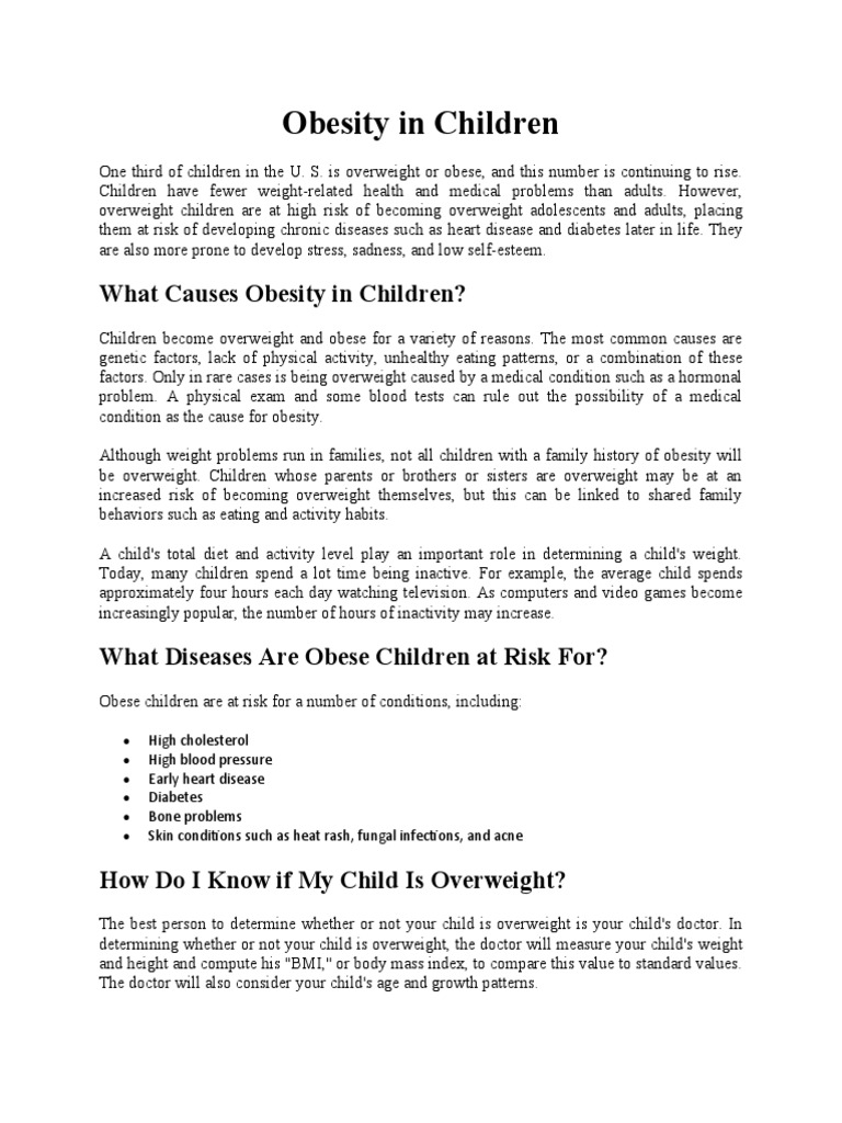 Obesity in Children | PDF | Childhood Obesity | Obesity