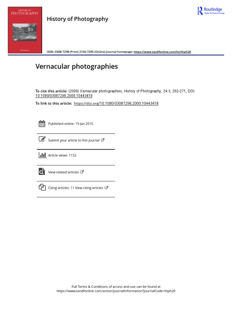 Geoffrey Batchen, Vernacular Photographies PDF | PDF