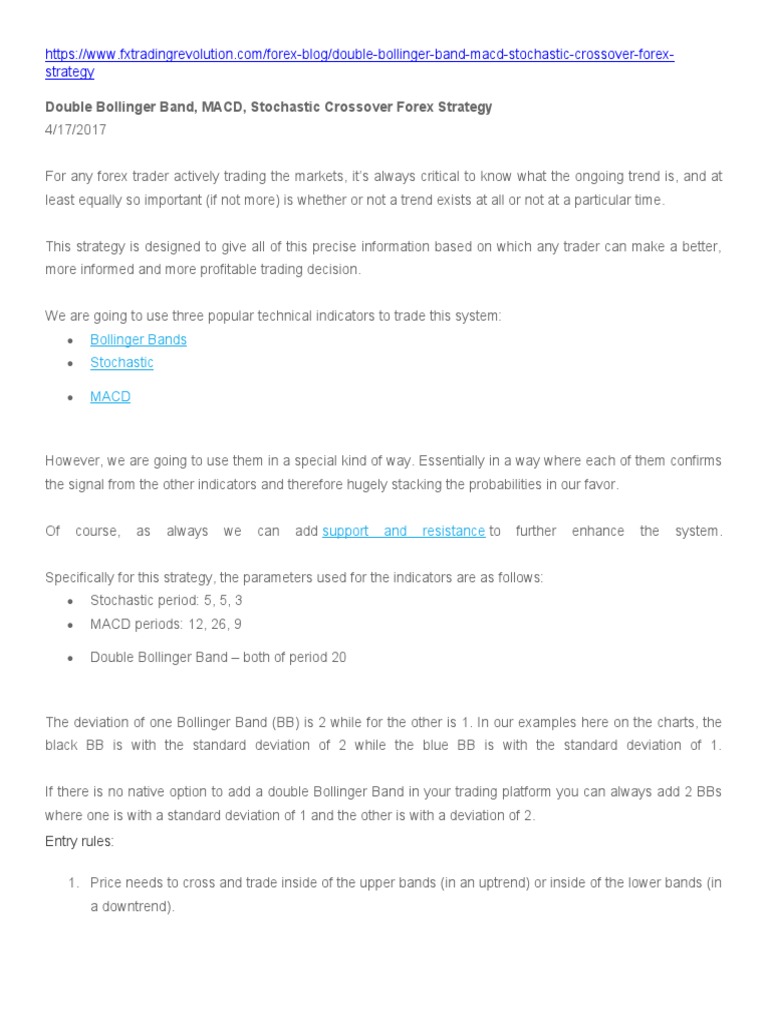 Double Bollinger Band MACD Stochastic Crossover Forex Strategy | PDF | Analysis | Investing