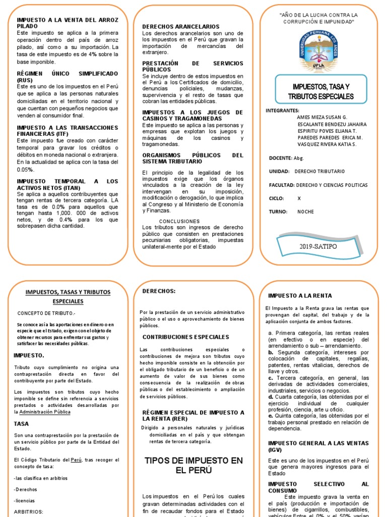 Triptico de Tributario | PDF | Impuestos | Esfera pública
