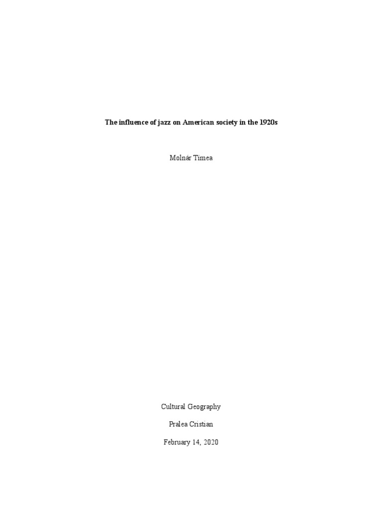The Influence of Jazz On American Society in The 1920s | PDF | Jazz ...