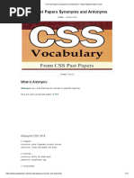 Synonyms & Antonyms MCQs (CSS 2000-2024) | PDF