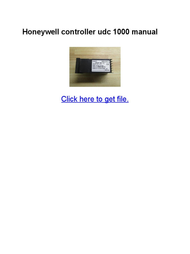 Honeywell Controller Udc 1000 Manual PDF | PDF | Honeywell | Control ...