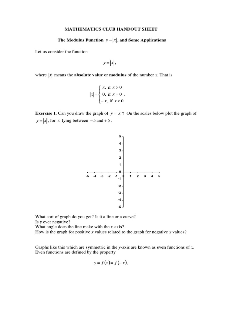 Modulus Pdf Pdf Cartesian Coordinate System Function Mathematics