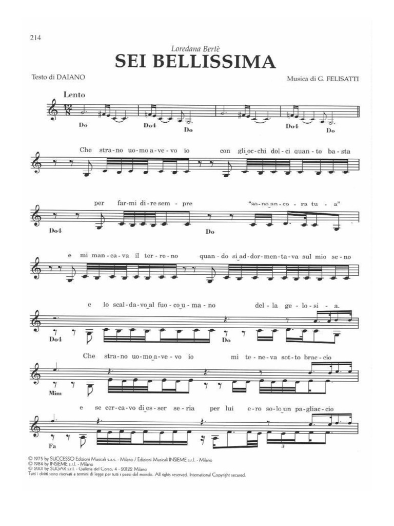 Loredana Bertè - Sei Bellissima | PDF