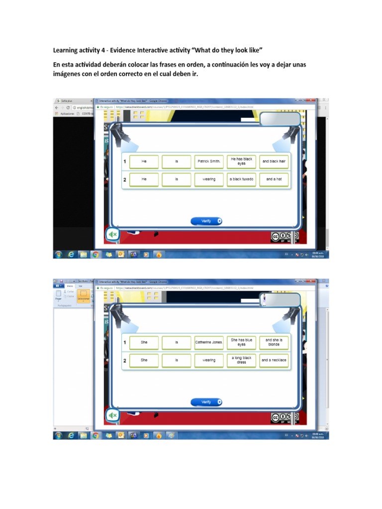 Evidence Interactive Activity "What Do They Look Like" (Ejemplo) (Listo ...