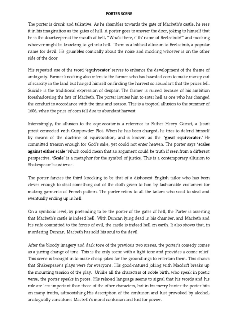 Porter Scene | PDF | Macbeth