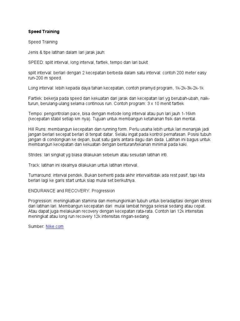 Speed Training | PDF