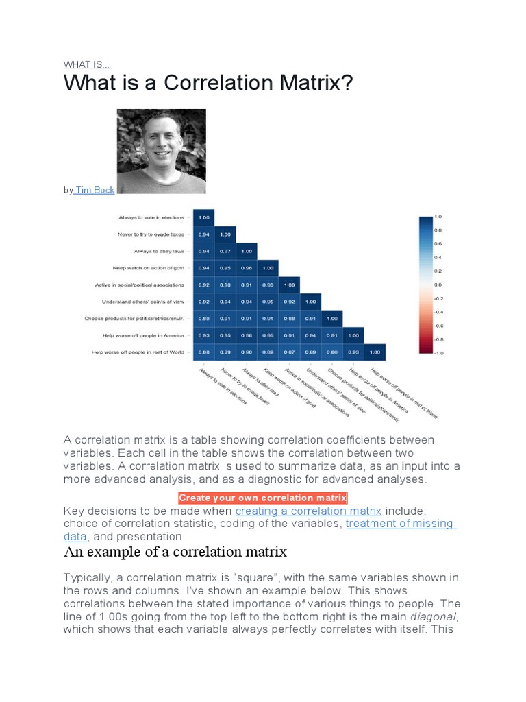 What Is A Correlation Matrix? | PDF | Correlation And Dependence | Matrix (Mathematics)