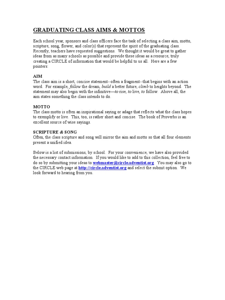 Class Aims Mottos | Download Free PDF | Heaven | Jesus