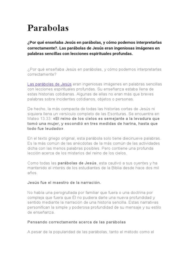 Interpretación de las Parábolas de Jesús | PDF | Parábola | Resurrección