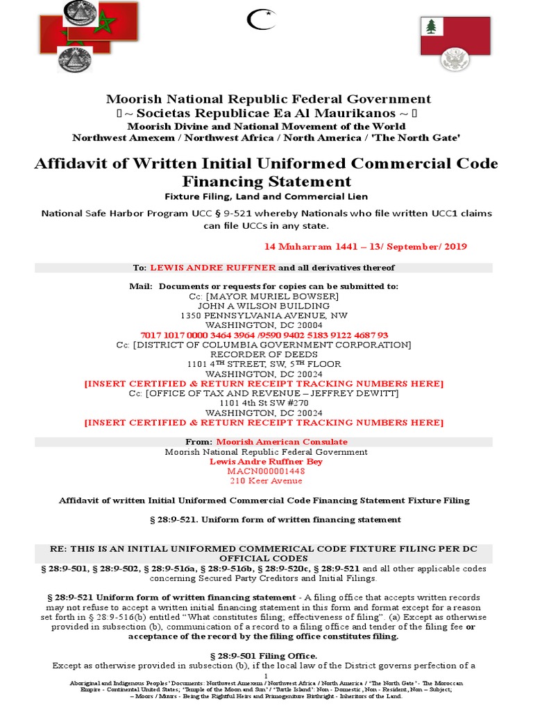 Affidavit of Ucc1 - Master Copy - Dec 2018 | PDF | Security Interest ...