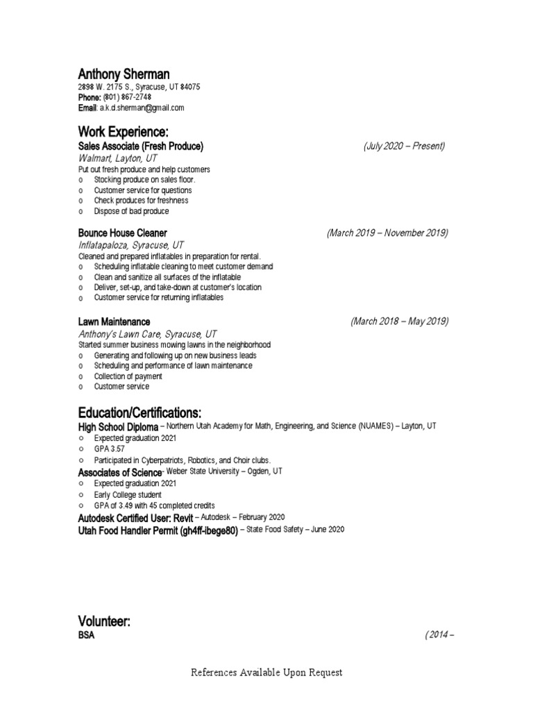 Anthonys Resume | PDF