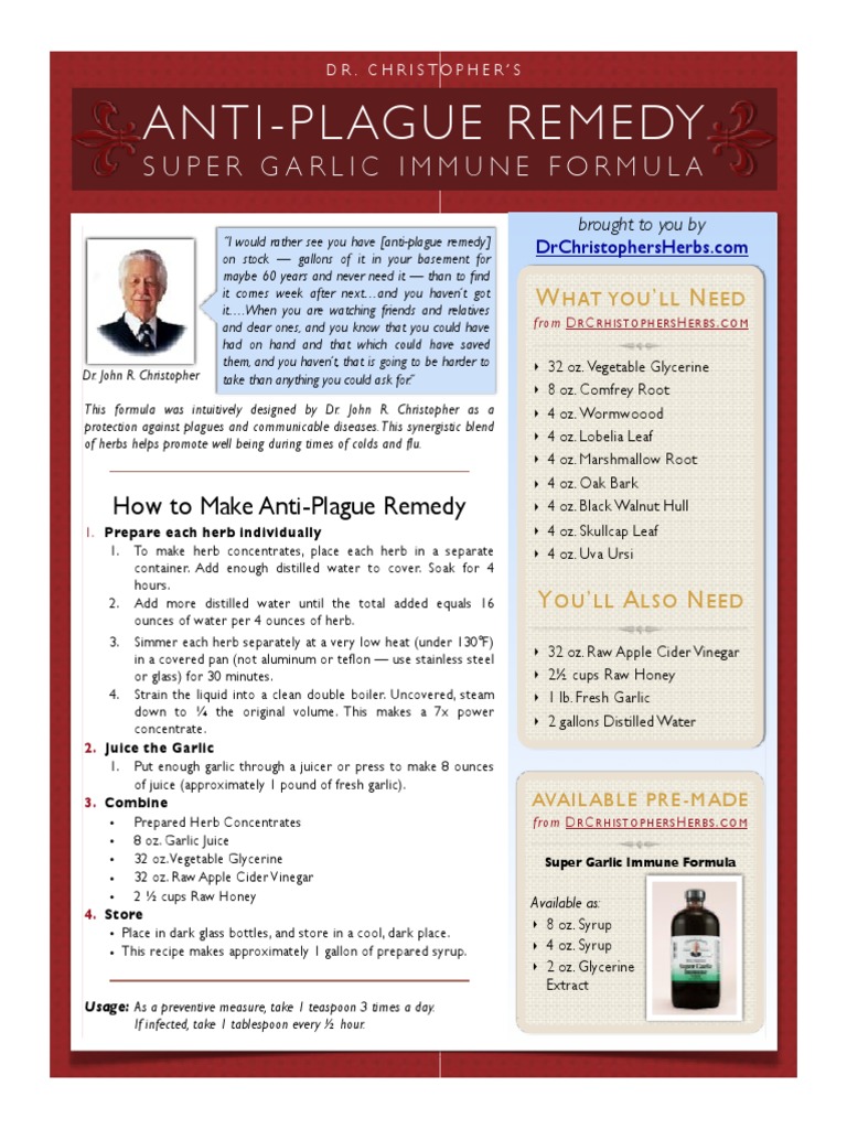 Anti-Plague Remedy: Super Garlic Immune Formula | PDF | Vinegar | Juice
