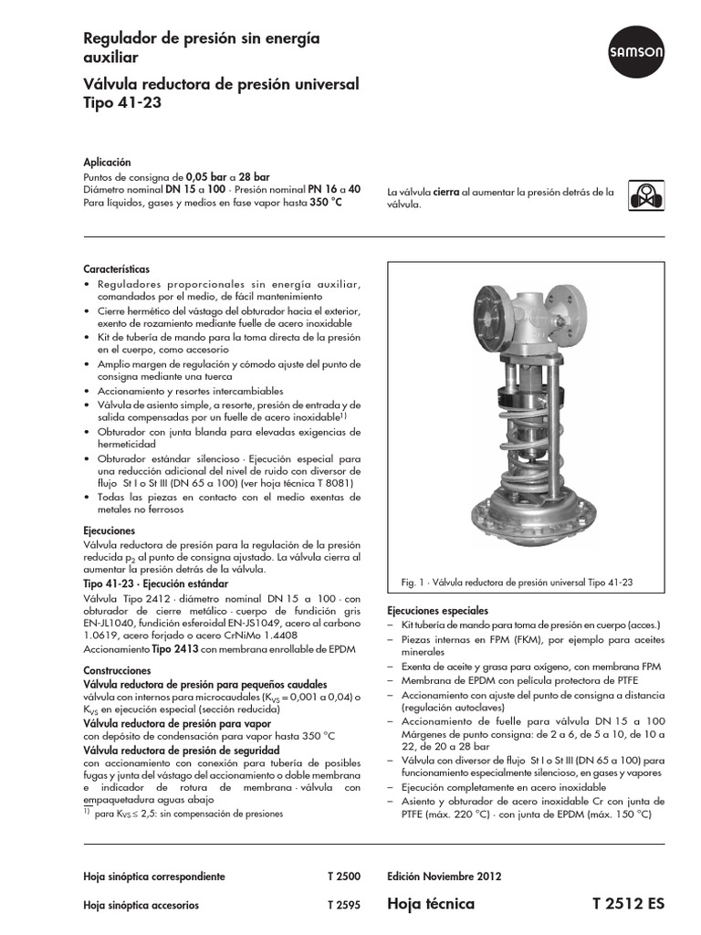 Válvula Reductora de Presión Samson | PDF | Acero | Presión