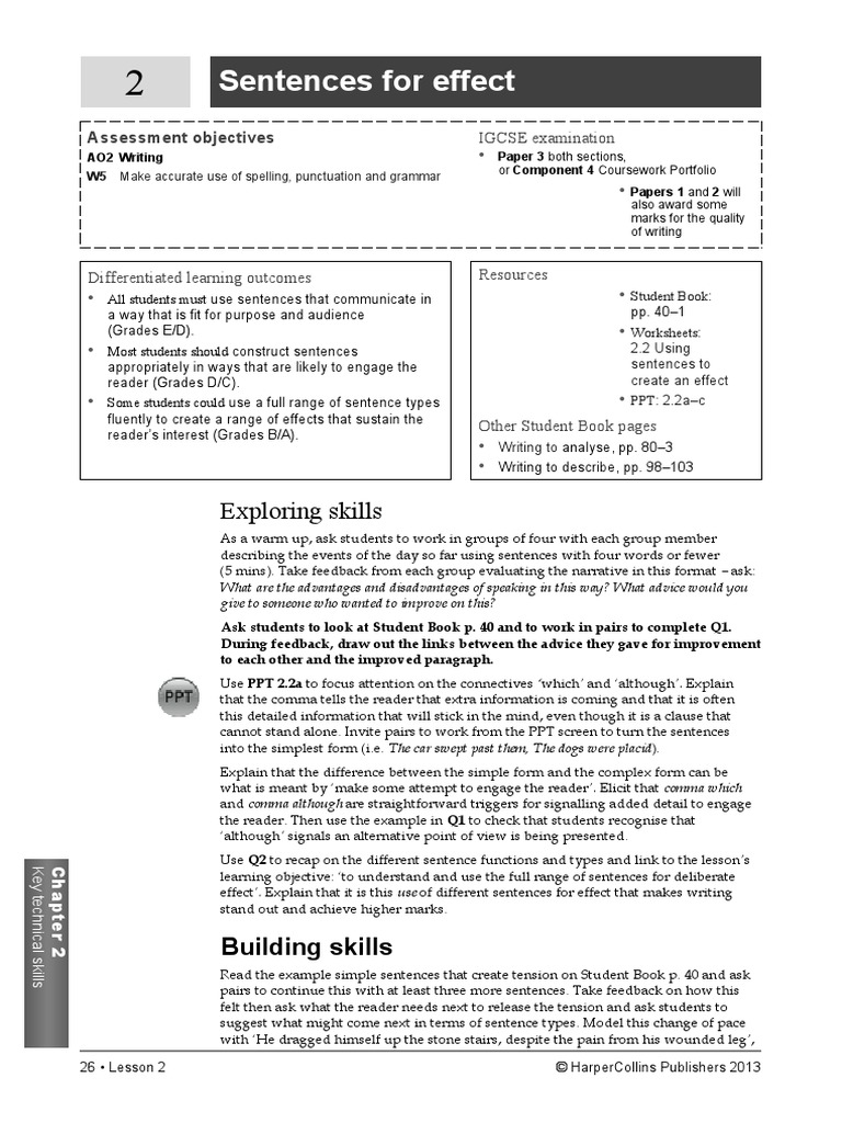 Ch2 Lesson2 | PDF | Sentence (Linguistics) | Cognitive Science