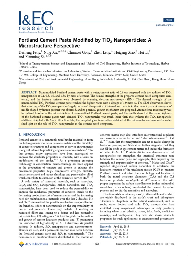 Portland Cement Paste Modified by TiO 2 PDF | PDF | Nanoparticle ...
