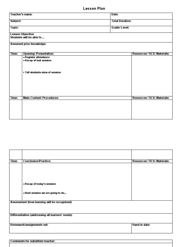 Lesson - Plan - Template - Normal Students | PDF