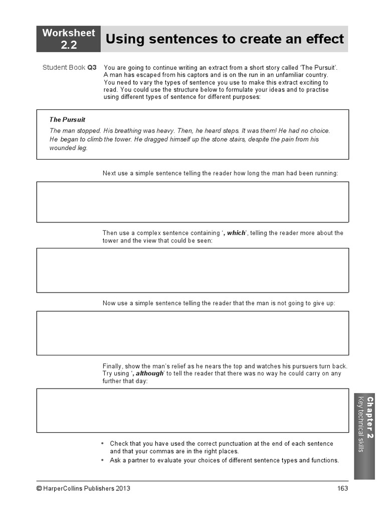 Using Sentences To Create An Effect: Worksheet | PDF